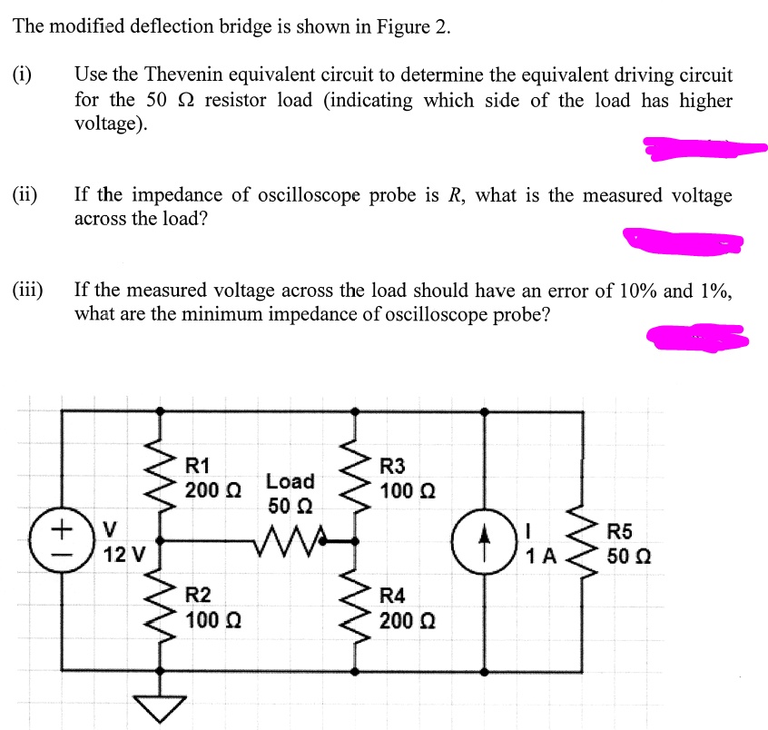 SOLVED: The modified deflection bridge is shown in Figure 2. (i) Use the Thevenin equivalent ...