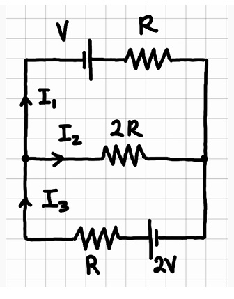 SOLVED: Consider the circuit, in which three resistors of resistances ﻿R﻿, ﻿2 R﻿, and ﻿R﻿ are ...