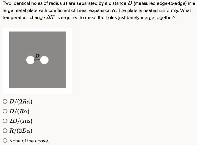 two identical holes of radius rare separated by distance d measured ...