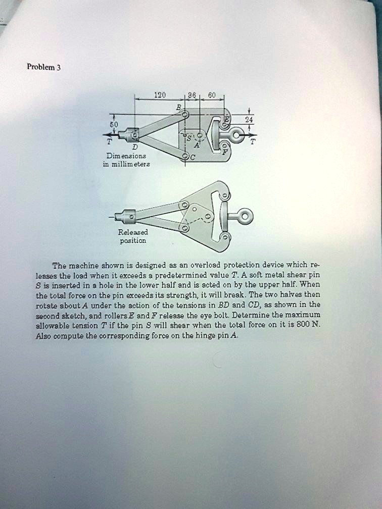 SOLVED: Problem 3 120 861 60 T is D Dimensions in millimeters Released ...