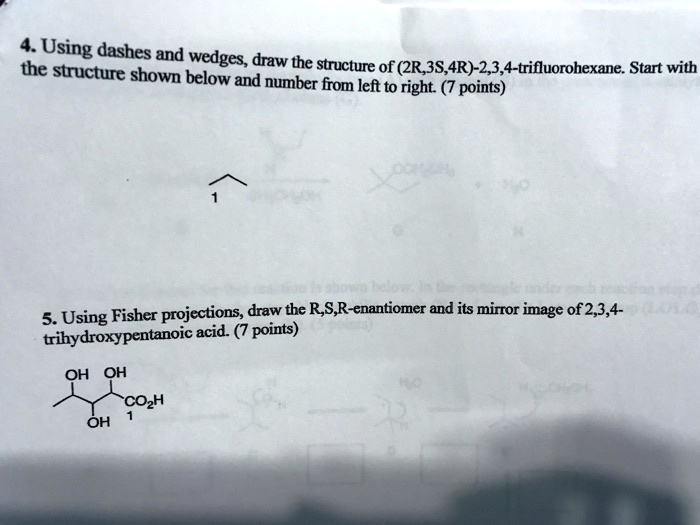 SOLVED: Using dashes and wedges; draw the the structure shown below ...