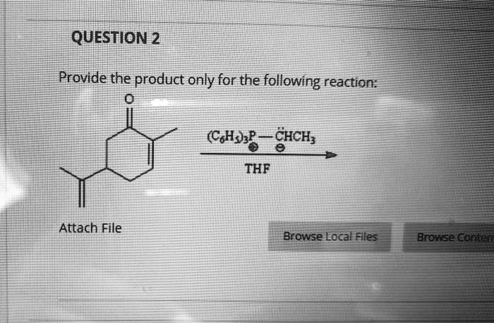 SOLVED: QUESTION 2 Provide the product only for the following reaction ...