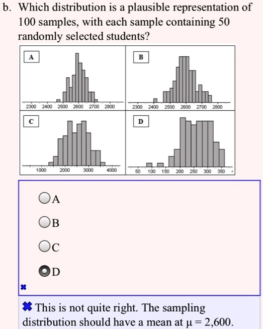 SOLVED: Which distribution is a plausible representation of 100 samples ...