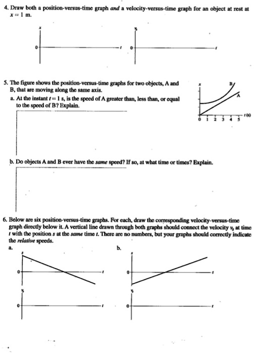 SOLVED: Draw both position-vcrsus-tine graph and velocity-versus timc graph for an object at ...