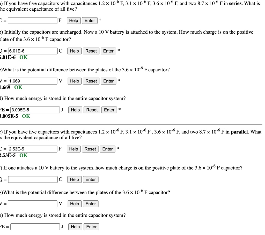 if you have five capacitors with capacitances 12 x 10 6 f3lx 10 6 f36x ...