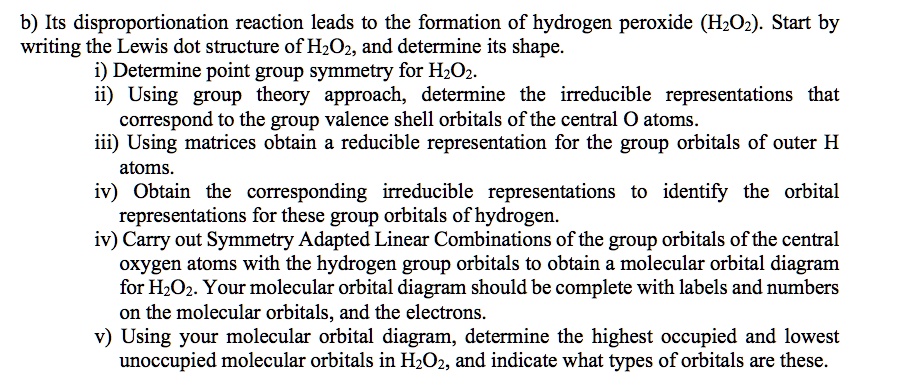 b) Its disproportionation reaction leads to the formation of hydrogen ...