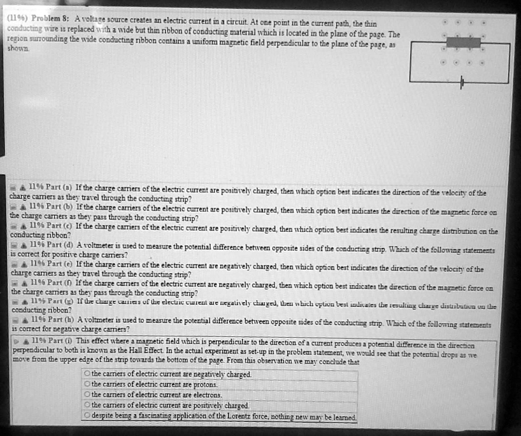 SOLVED: Problem 8: A voltage source creates an electric current in a ...