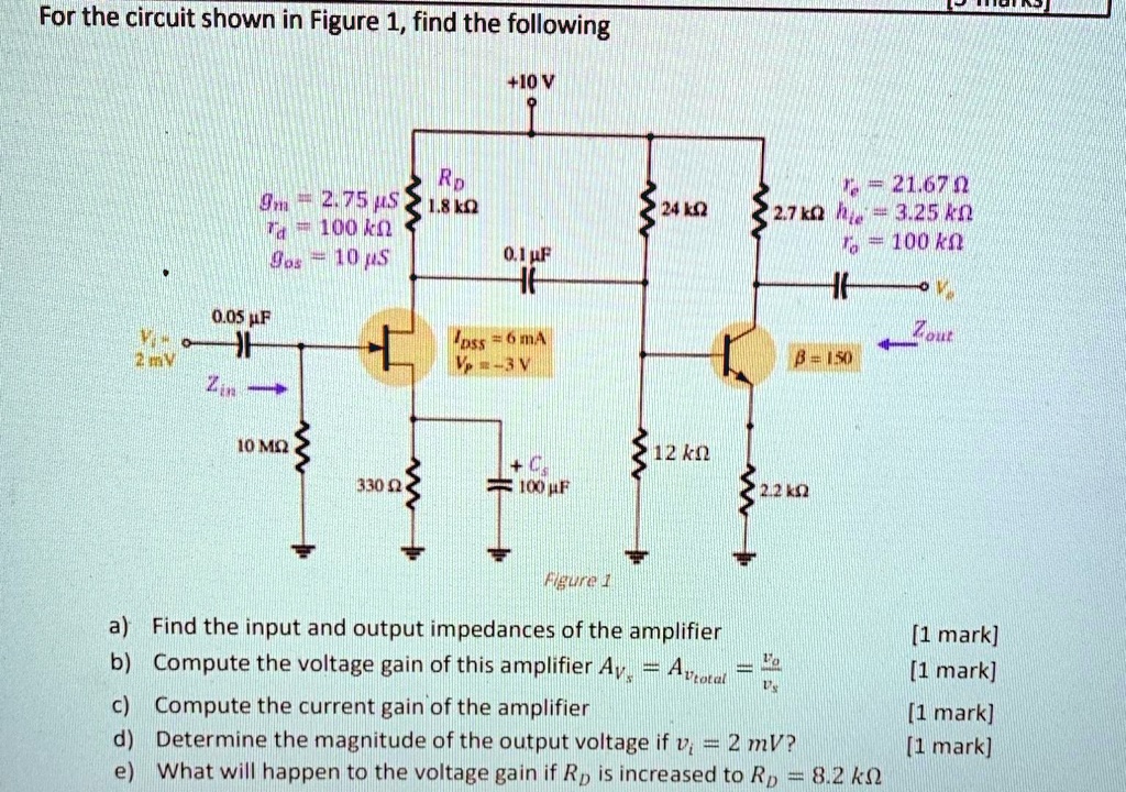 SOLVED: Figure 1: Circuit Diagram For the circuit shown in Figure 1, find the following: a) Find ...
