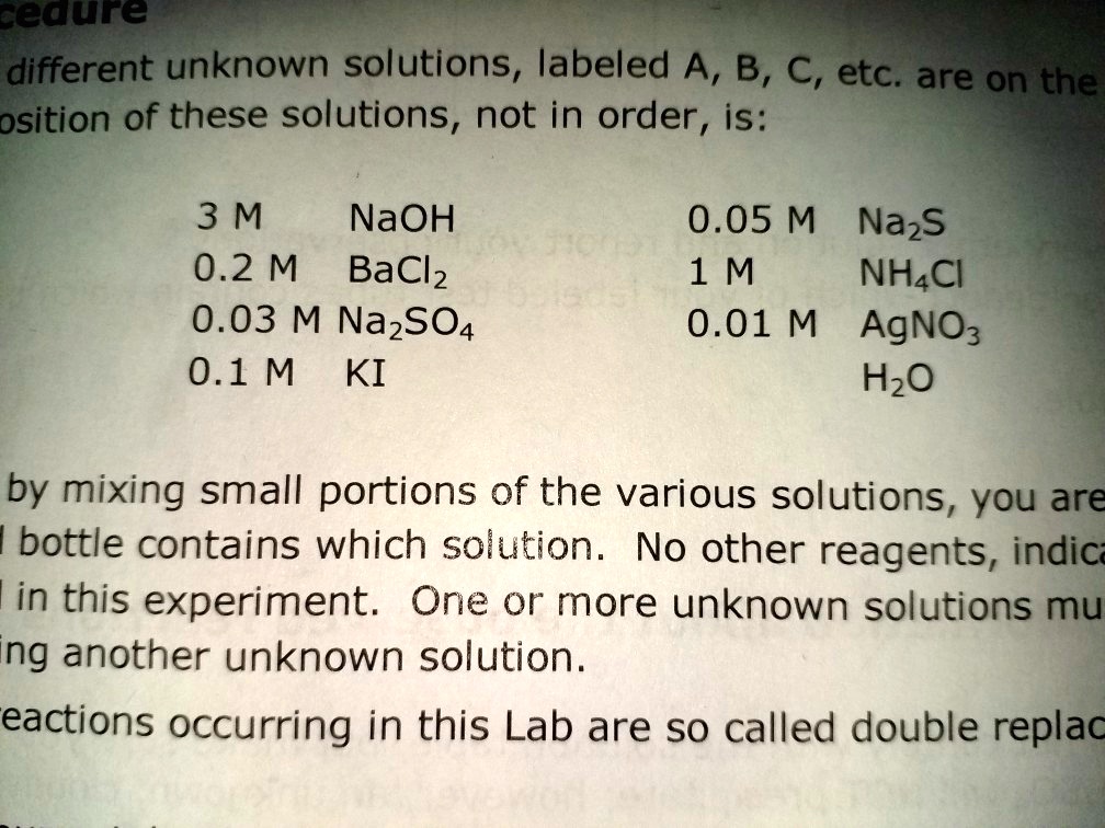 Nequre different unknown solutions, labeled A, B, C, … - SolvedLib