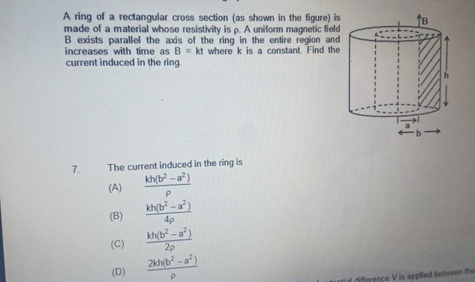 A ring of a rectangular cross section (as shown in the figure) is made ...