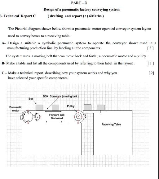 SOLVED: PART-3 Design of a pneumatic factory conveying system (drafting and report):(6Marks ...