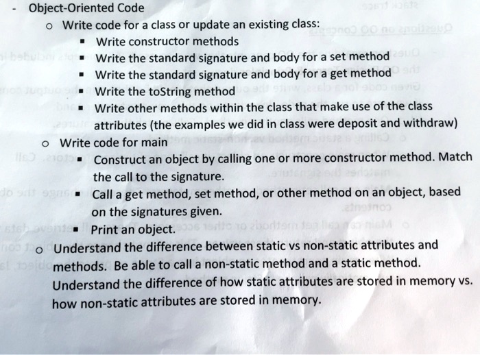 Solved Object Oriented Code Write Code For A Class Or Update An Existing Class Write 4287
