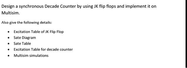 Solved Design A Synchronous Decade Counter By Using Jk Flip Flops And Implement It On Multisim