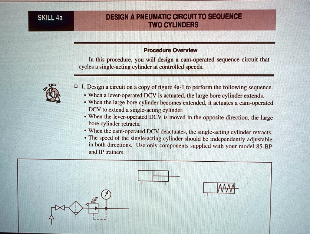 skill 4a design a pneumatic circuit to sequence two cylinders procedure ...