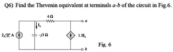 SOLVED: Q6) Find the Thevenin equivalent at terminals a-b of the circuit in Fig 6 40 2/024 ia ...