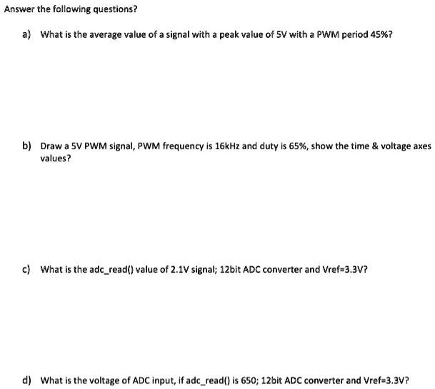SOLVED: Texts: Answer the following questions? a) What is the average value of a signal with a ...