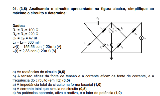 01. (3,5) Analisando o circuito apresentado na figura abaixo ...