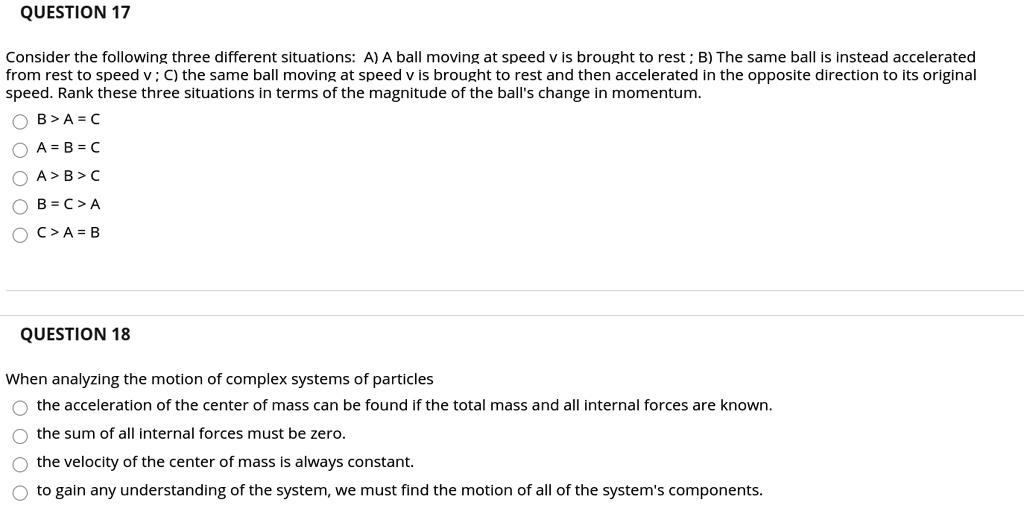 SOLVED: QUESTION 17 Consider the following three different situations ... SOLVED: QUESTION 17 Consider the following three different situations ...