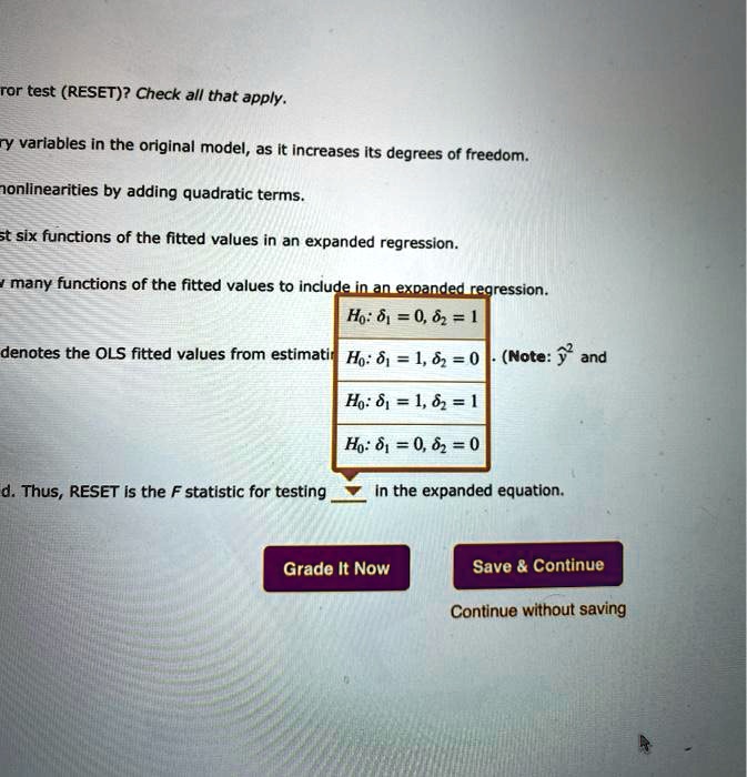 Ror test reset check all that apply y variables in the...