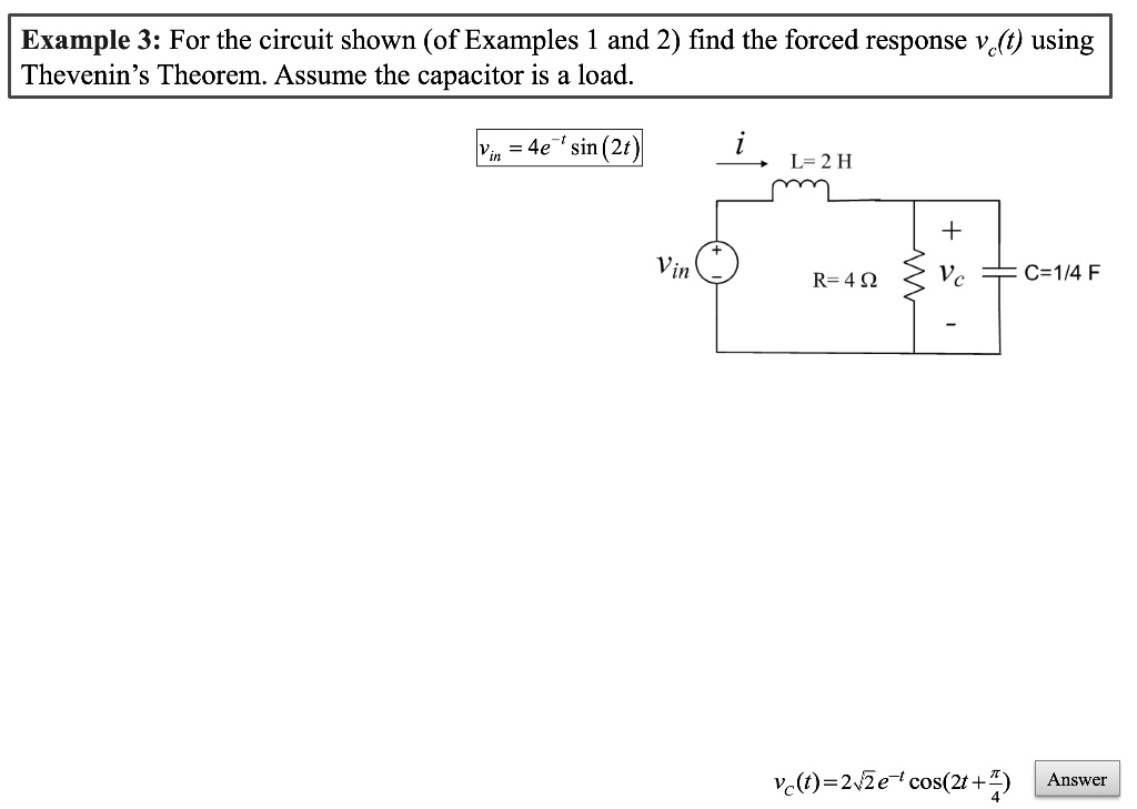 Example 3: For the circuit shown (of Examples 1 and 2) find the forced ...