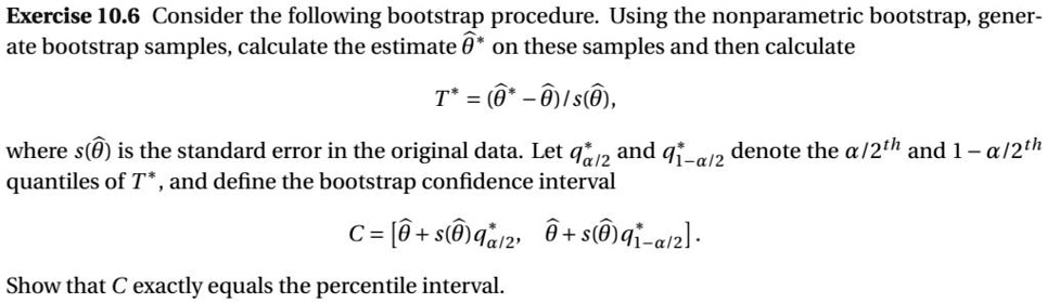 SOLVED: Exercise 10.6: Bruce Hansen's Econometrics Exercise Consider the following bootstrap ...