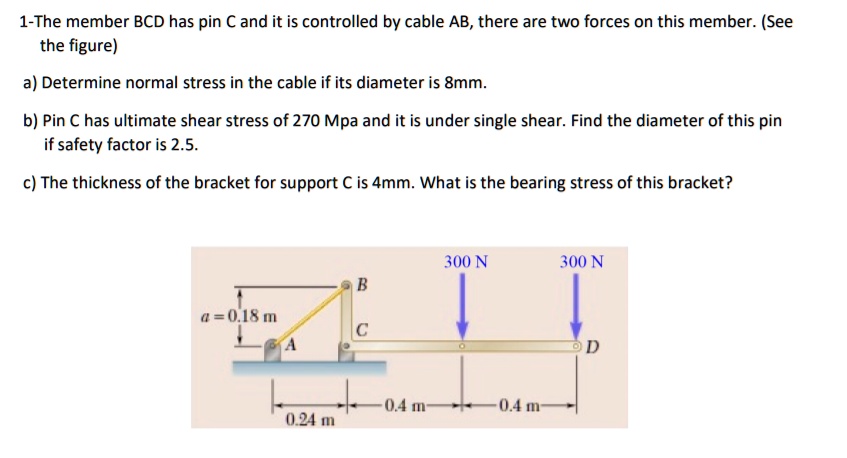 1-The member BCD has pin C and it is controlled by cable AB,...