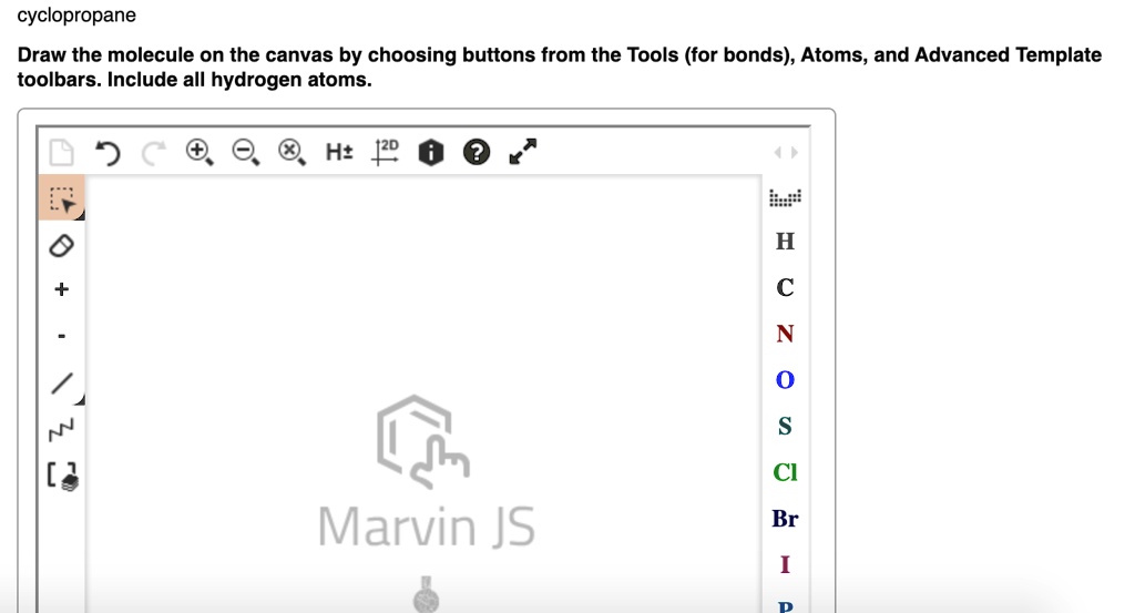 cyclopropane draw the molecule on the canvas by choosing buttons from ...
