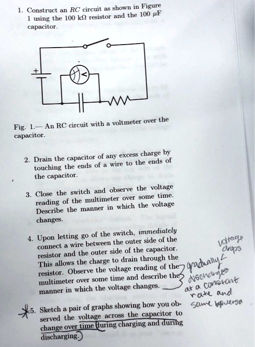 1. Construct an RC circuit as shown in Figure 1 using the...
