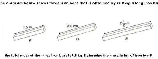he diagram below shows three iron bars that is obtained by cutting long ...