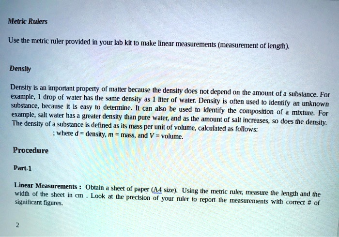 SOLVED:Meurkc Rulers Use the metric ruler provided your lab kit to make ...
