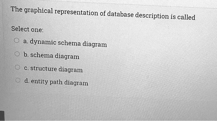 SOLVED: The graphical representation of a database description is ...