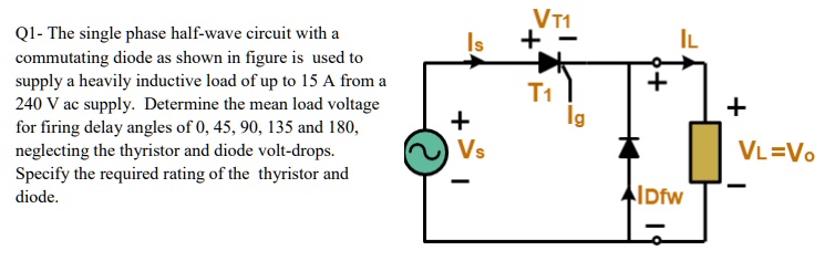 SOLVED: Q1 - The single-phase half-wave circuit with a commutating ...