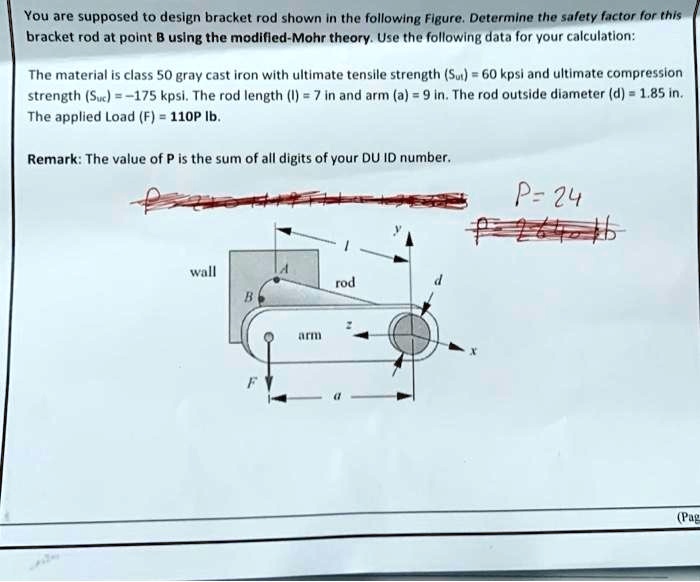 bracket rod at point B using the modified-Mohr theory. Use the ...