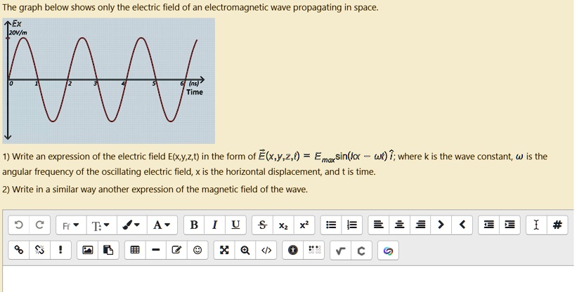 the graph below shows only the electric field of an electromagnetic wav ...