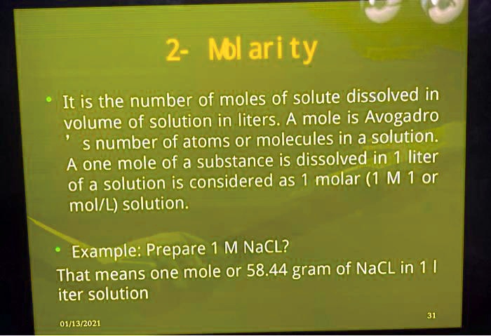 Solved It Is The Number Of Moles Of Solute Dissolved In The Volume Of