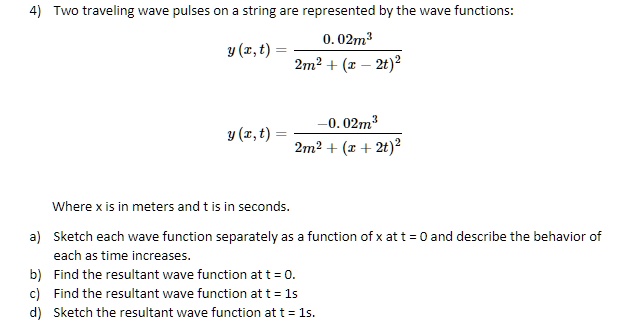 SOLVED:Two traveling wave pulses on string are represented by tne wave ...