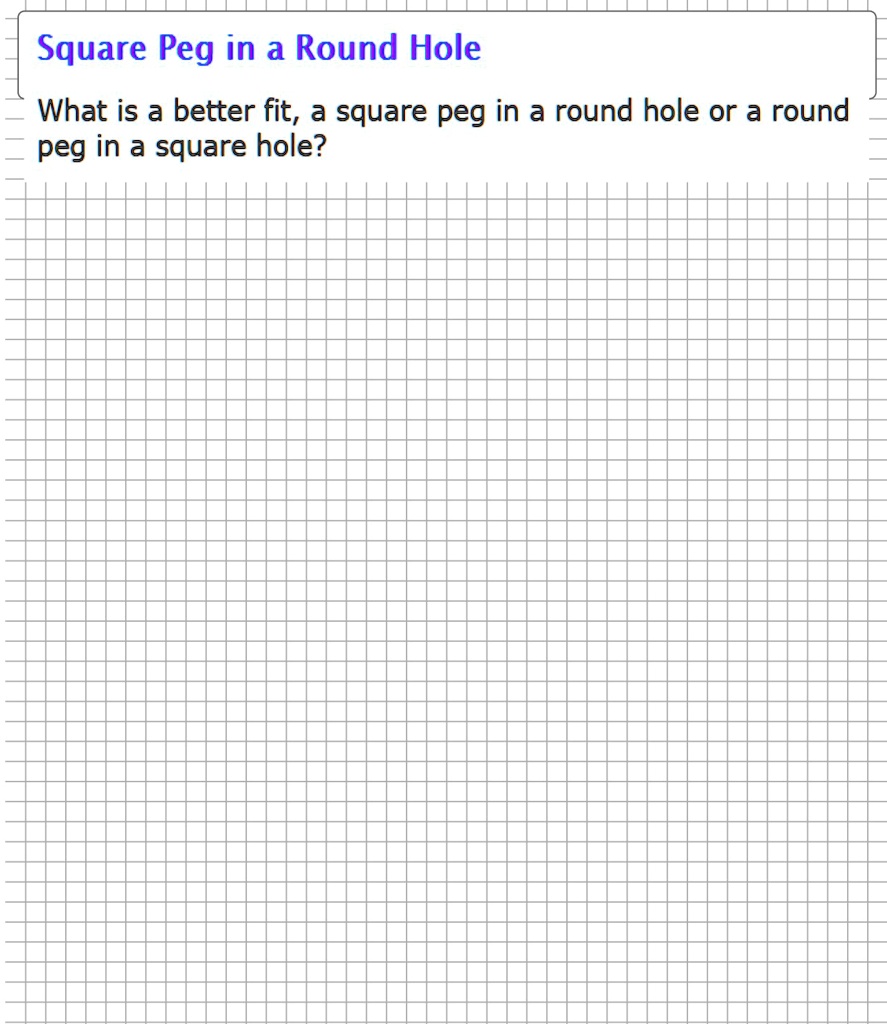Square Peg in a Round Hole What is a better fit, a square peg in a ...