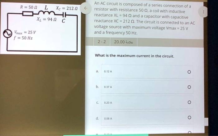 SOLVED: An AC circuit is composed of series connection of a resistor with resistance 50 0, coil ...