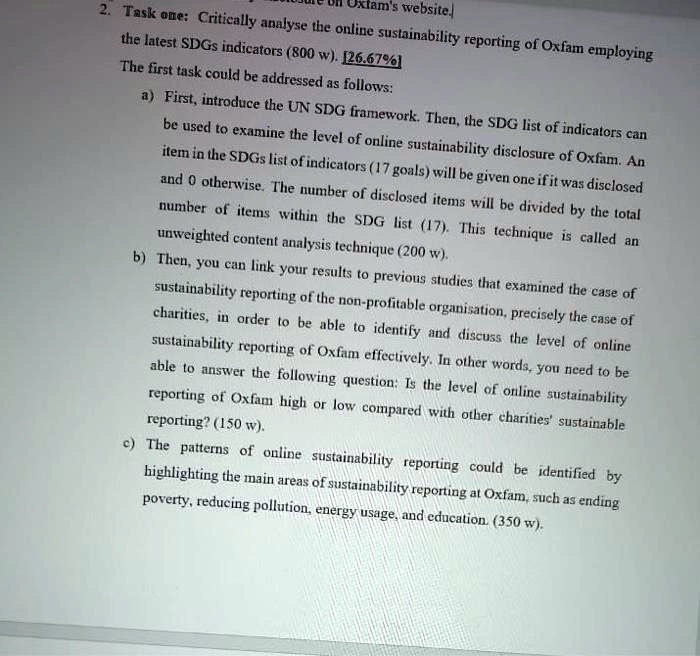 SOLVED: Oxfam's website! 2. Task one: Critically analyze the online ...