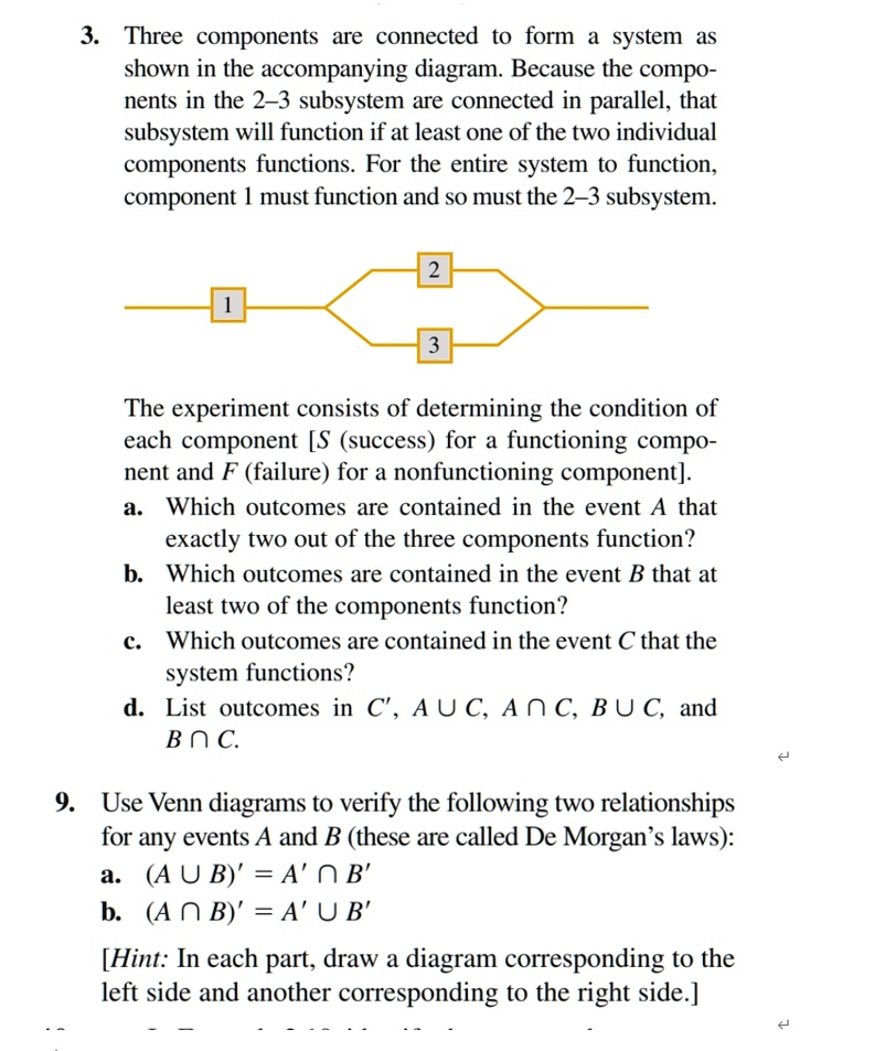 3. Three components are connected to form a system as shown in the ...