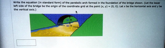 SOLVED: Write the equation (In standard form) of the parabolic arch ...