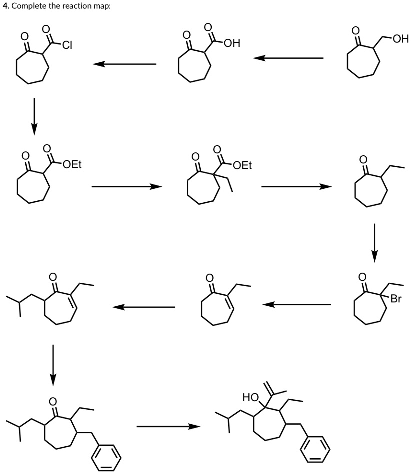 SOLVED: 4. Complete the reaction map: OH OEt OEt Br HO