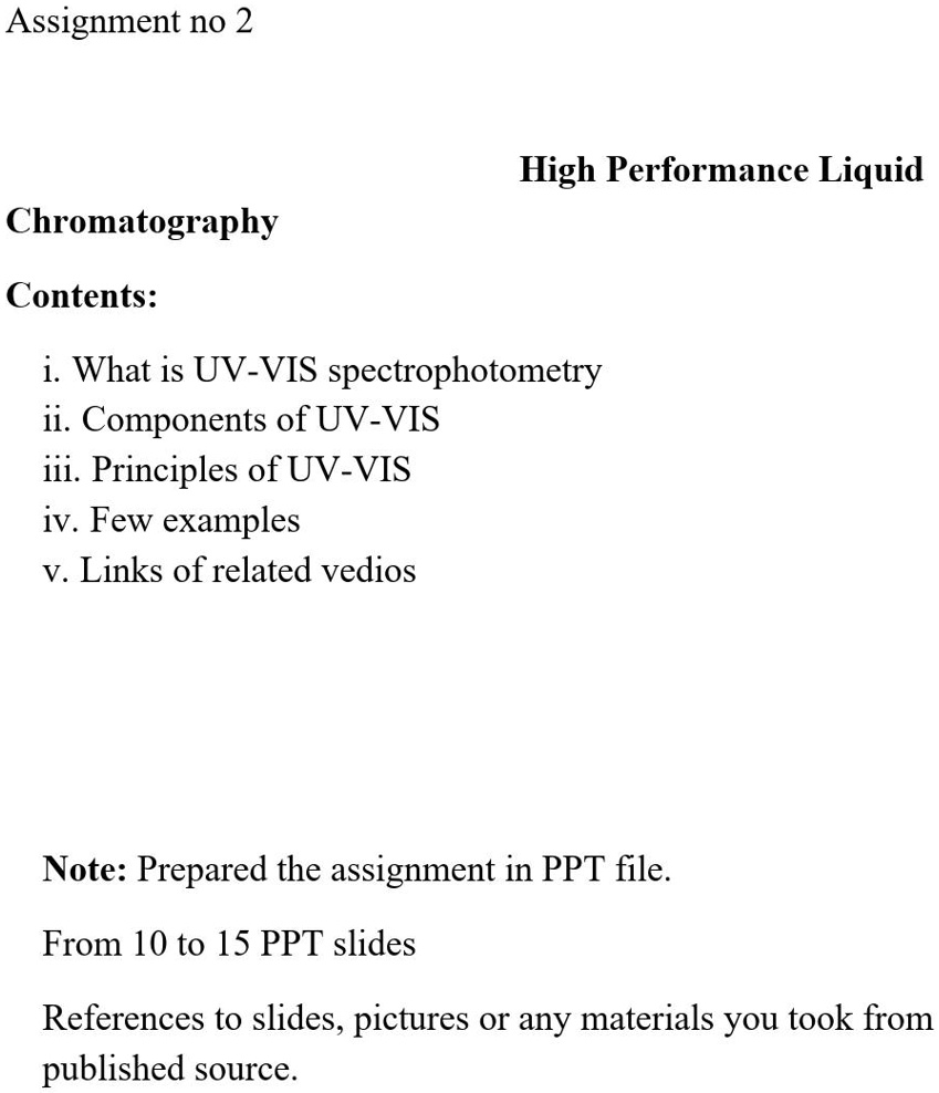 assignment no 2 high performance liquid chromatography contents 1 what ...