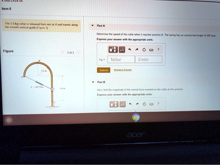 SOLVED: Item 6 The 1.5-kg collar is released from rest at A and travels along the smooth ...