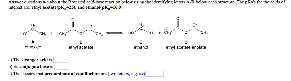 SOLVED: Answer questions a-c about the Bronsted acid-base reaction ...