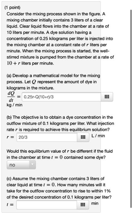 SOLVED: Consider the mixing process shown in the figure. The mixing chamber initially contains 3 ...