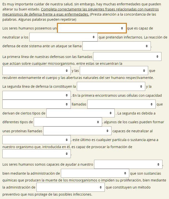 SOLVED: (Se pueden repetir) Las opciones son: Sistema Inmunitario ...