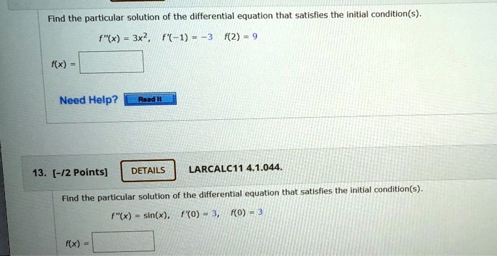 SOLVED:Find the particular solution of the differential equation that ...