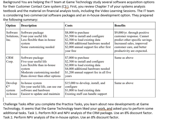 Background: You are helping the IT team at Game Technology study ...