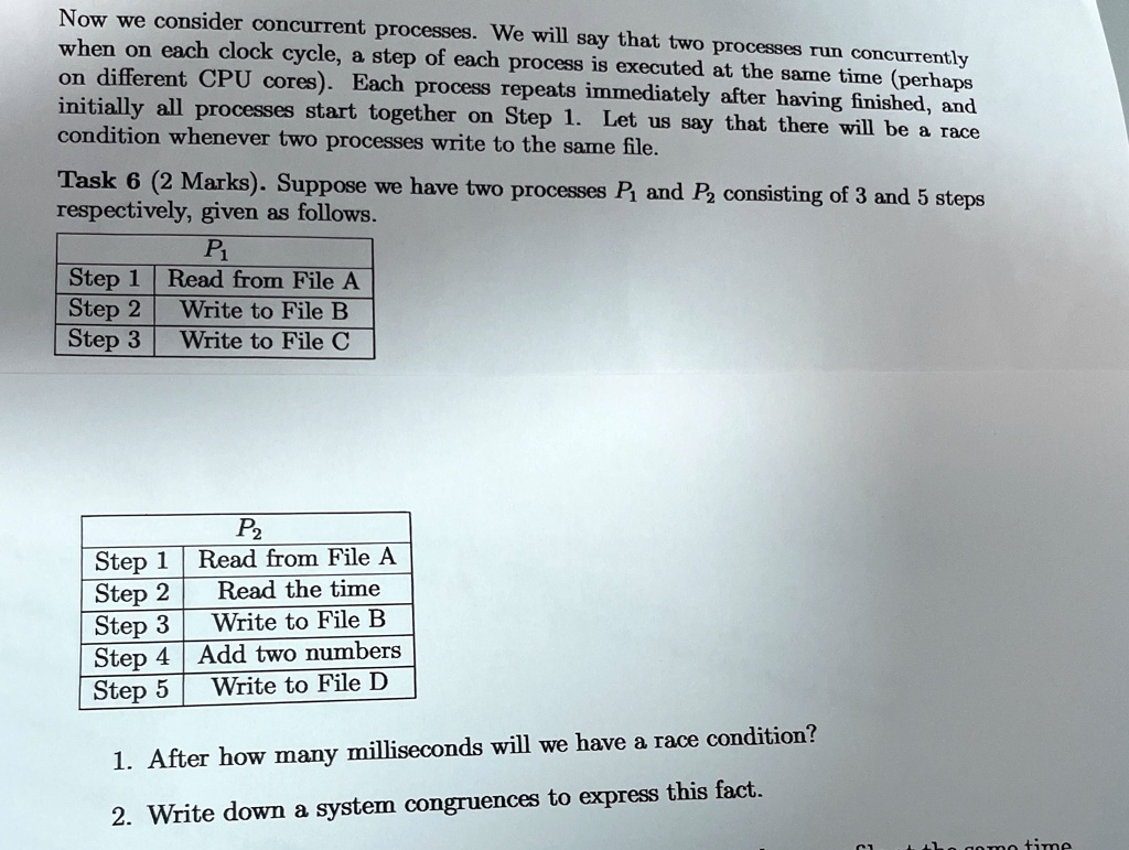 Now we consider concurrent processes. We will say that two processes ...